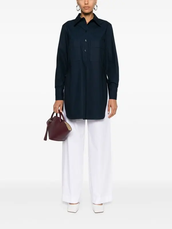 MODES Side-slit Poplin Shirt - Blue