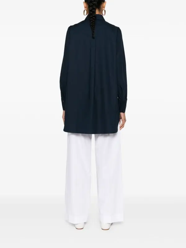 MODES Side-slit Poplin Shirt - Blue
