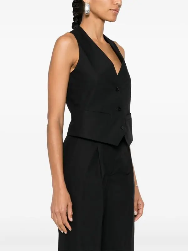 MODES V-neck Poplin Gilet - Black