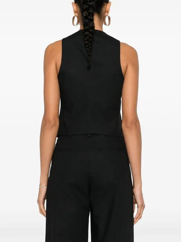 MODES V-neck Poplin Gilet - Black