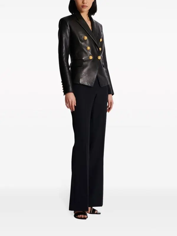 Balmain Double-breasted Leather Blazer - Black
