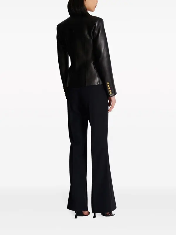 Balmain Double-breasted Leather Blazer - Black