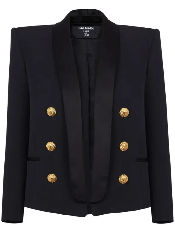 Balmain Double-breasted Wool Blazer - Black