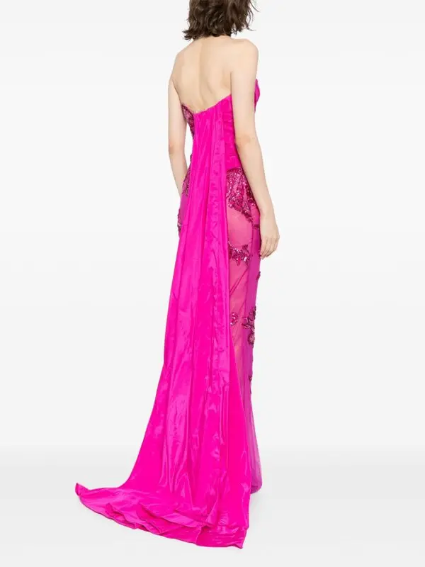 SAIID KOBEISY Beaded Gathered Gown