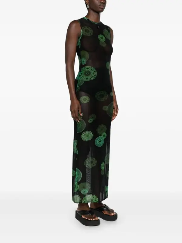 coperni blotter print mesh dress Coperni Cymatics-Print Mesh Maxi Dress In Black - 59% Off