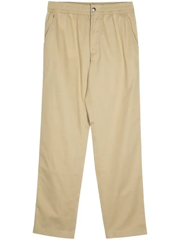 Maison Kitsuné Logo-embroidered Tapered Trousers - Neutrals