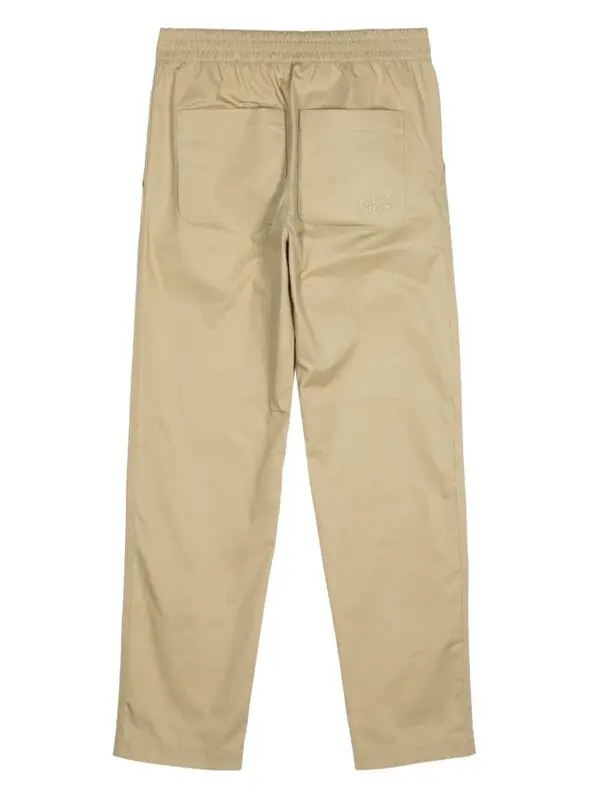 Maison Kitsuné Logo-embroidered Tapered Trousers - Neutrals