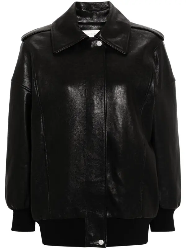 Alexander Mcqueen Oversize Lambskin Leather Aviator Jacket