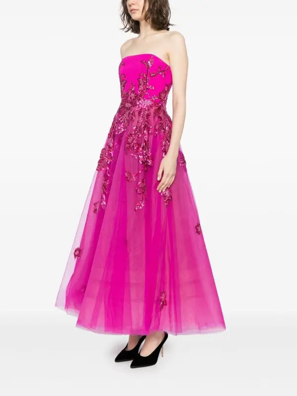 SAIID KOBEISY Beaded Tulle Gown - Pink