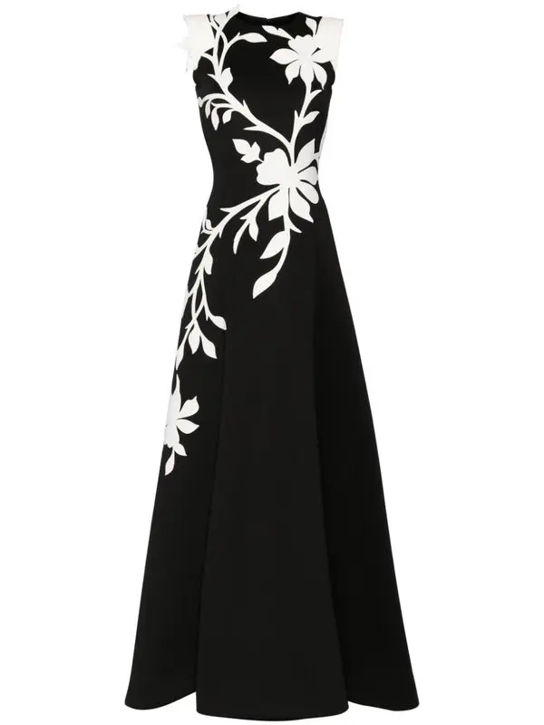 SAIID KOBEISY Floral-embroidered Gown
