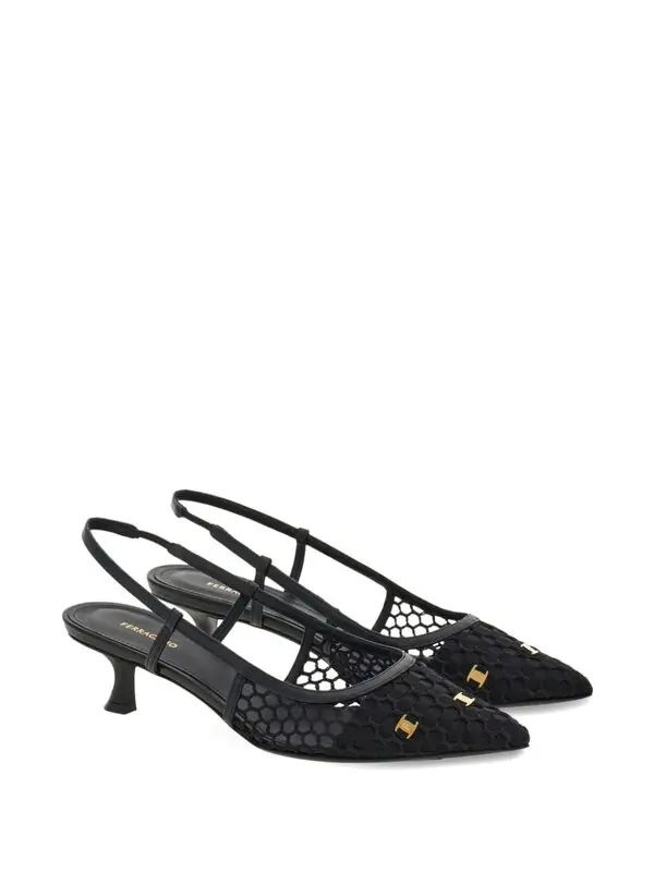 FERRAGAMO 40mm Vara-appliqué Slingback Pumps