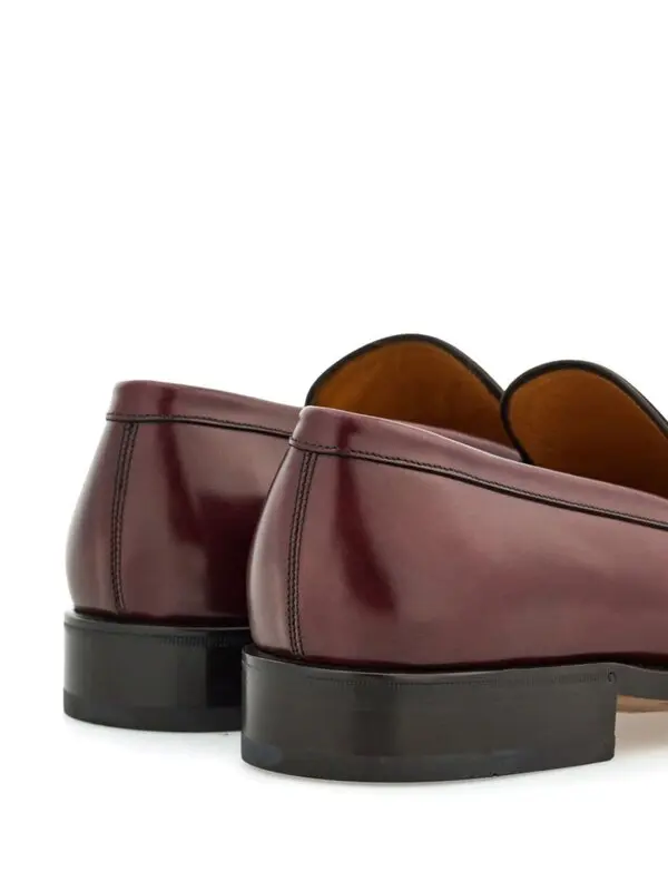 FERRAGAMO Gancini Plaque Leather Moccasins - Red