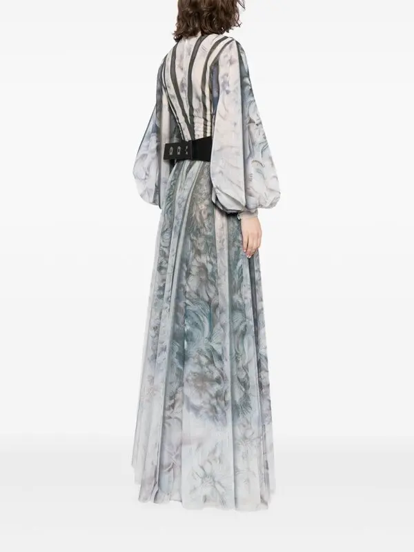 SAIID KOBEISY Abstract-print Belted Gown
