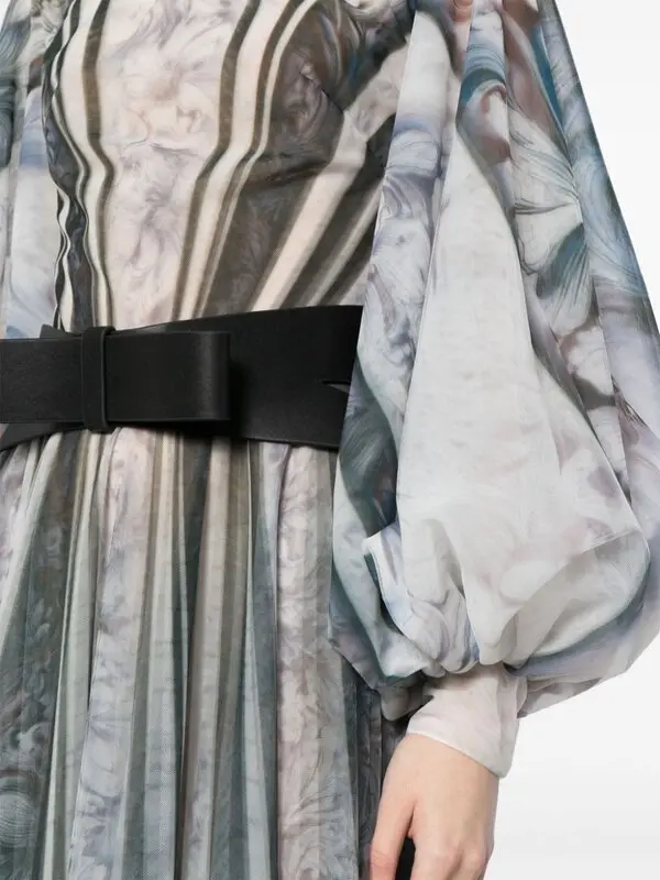 SAIID KOBEISY Abstract-print Belted Gown