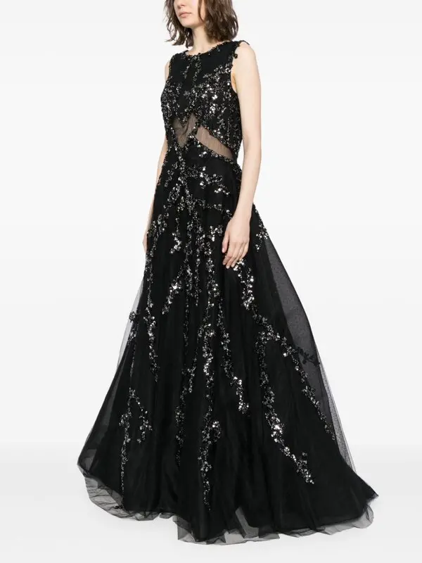 SAIID KOBEISY Beaded Tulle Gown