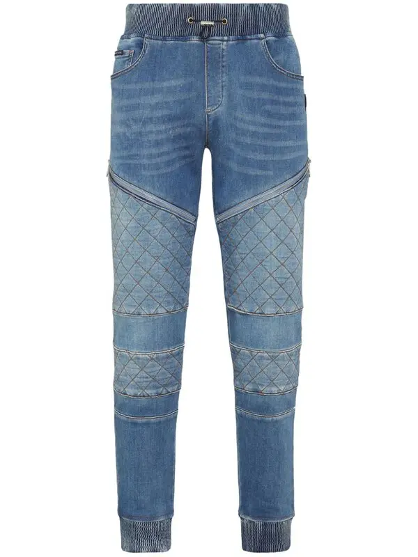 Philipp Plein Logo-appliqué Tapered Jeans - Blue