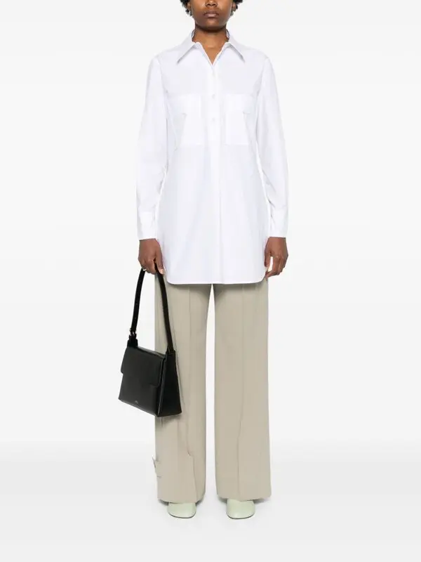 MODES Side-slit Poplin Shirt - White