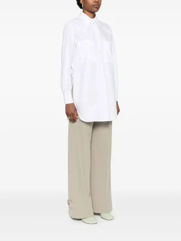 MODES Side-slit Poplin Shirt - White