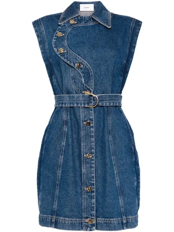 acler denim mini dress Acler Atrina Embellished Denim Mini Dress