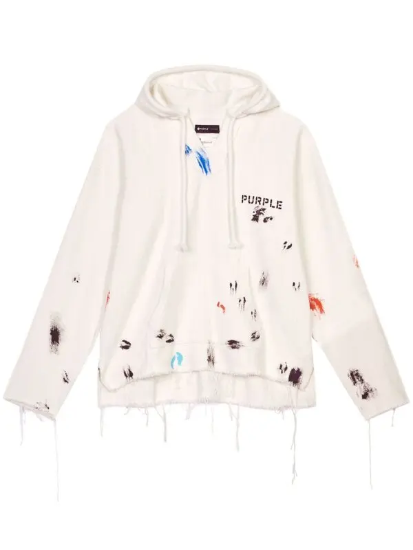 PURPLE BRAND Cotton Hoodie With Paint Splatter Detail