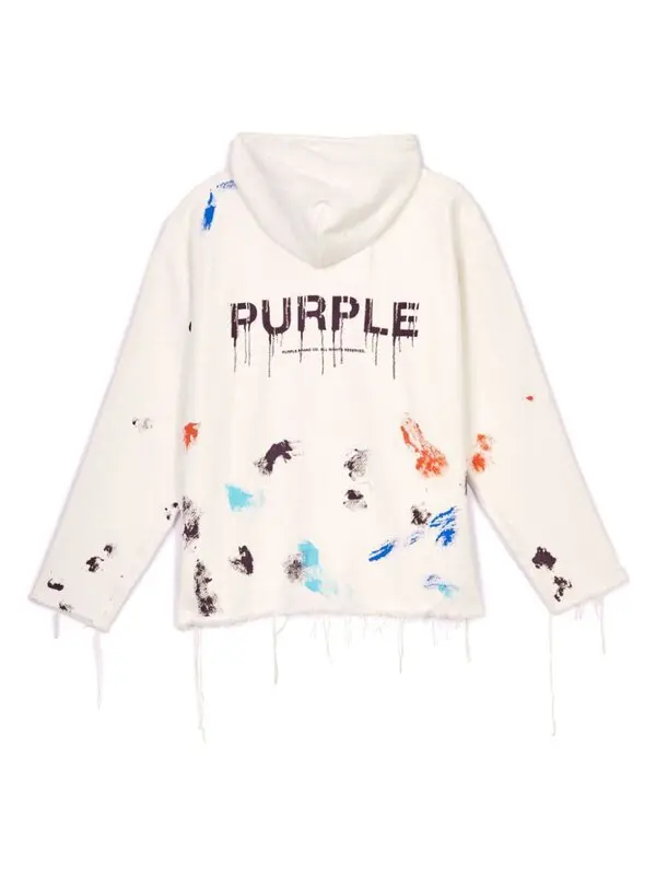 PURPLE BRAND Cotton Hoodie With Paint Splatter Detail