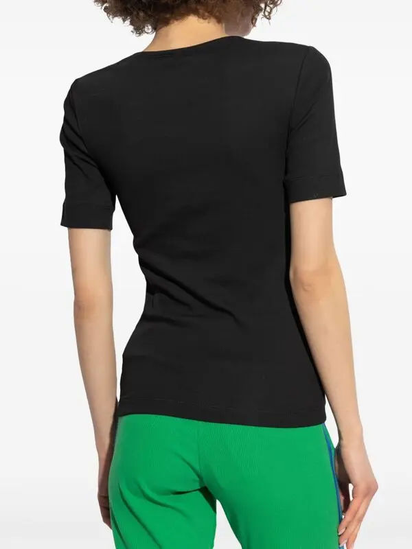 GANNI Soft Cotton Rib T-shirt - Black