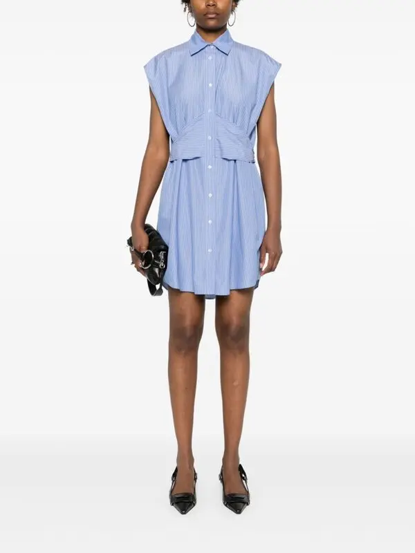 iceberg mini dress Iceberg Striped Poplin Mini Shirt Dress In Blue - 39% Off