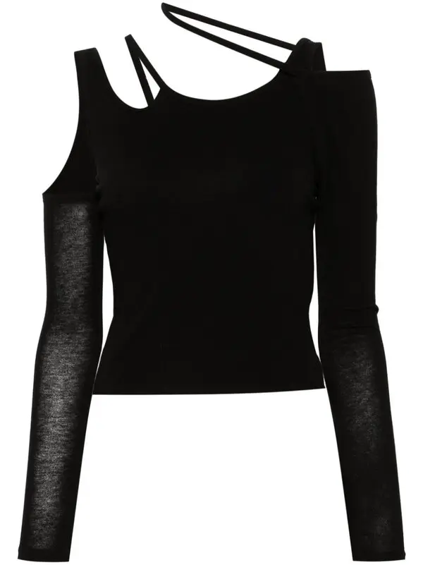 Yohji Yamamoto Cold Shoulder-design Top - Black