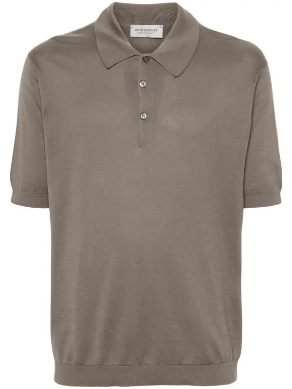 John Smedley Isis Knitted Cotton Polo Shirt - Neutrals