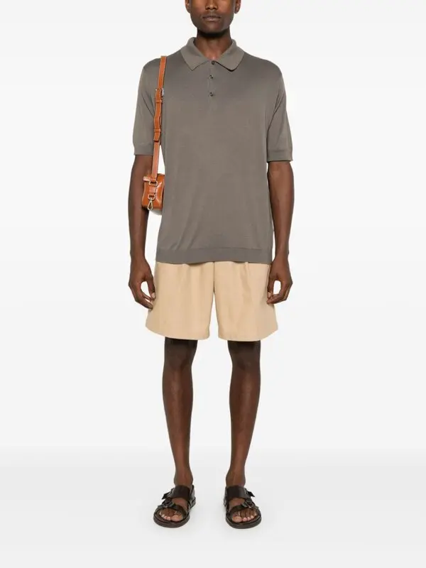 John Smedley Isis Knitted Cotton Polo Shirt - Neutrals