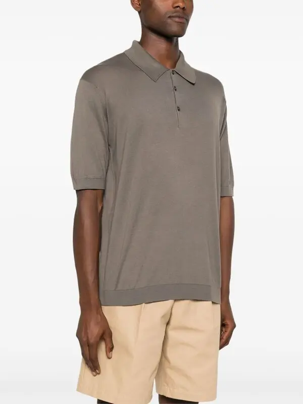 John Smedley Isis Knitted Cotton Polo Shirt - Neutrals