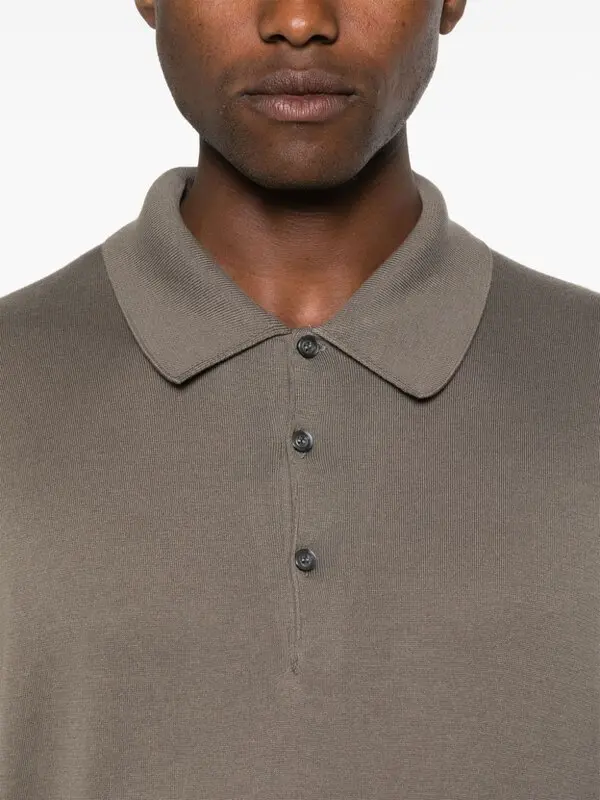 John Smedley Isis Knitted Cotton Polo Shirt - Neutrals