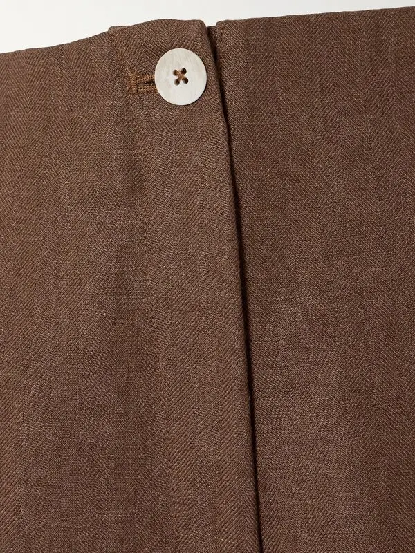 Bondi Born Varenna Herringbone Organic Linen Straight-leg Pants