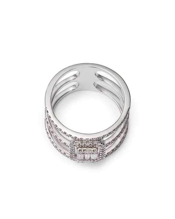 Bloomingdale'S Diamond Round & Baguette Triple Row Ring 0.75 Tcw