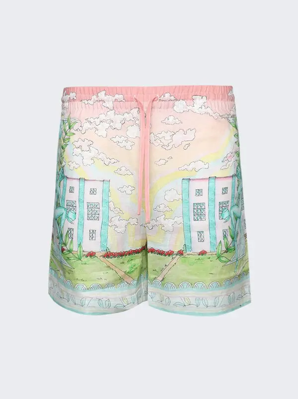 Casablanca Printed Drawstring Shorts - Green