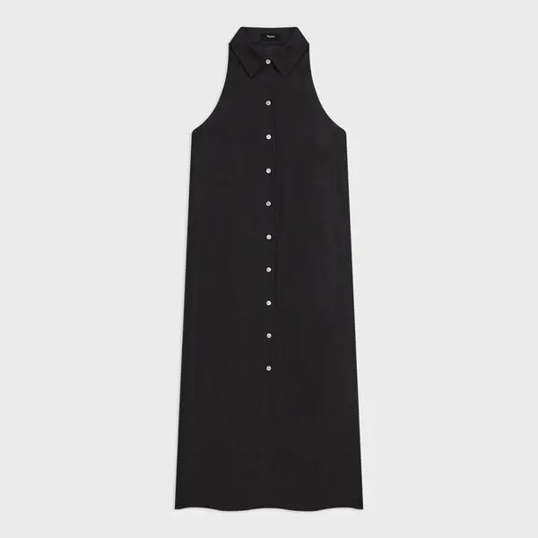 Theory Halter Neck Shirt Dress - Black