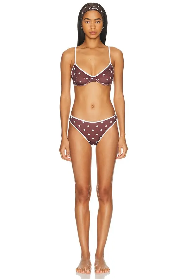 ROWEN ROSE Bikini Set - Brown Polka Dots