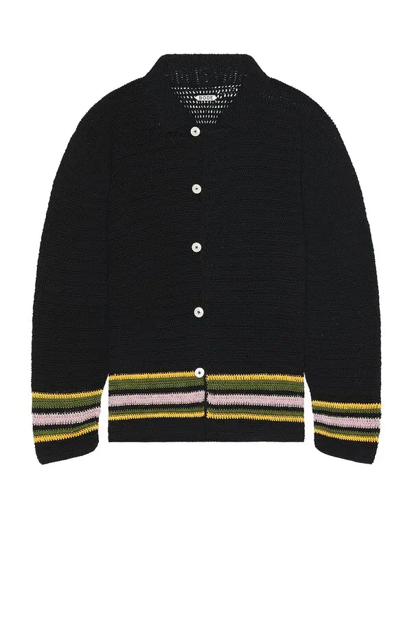 BODE Harbor Stripe Overshirt In Black