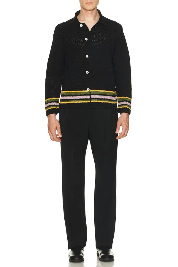 BODE Harbor Stripe Overshirt In Black