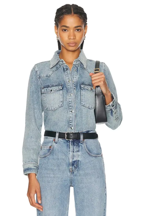 FRAME Fitted Heritage Shirt In Denim-light