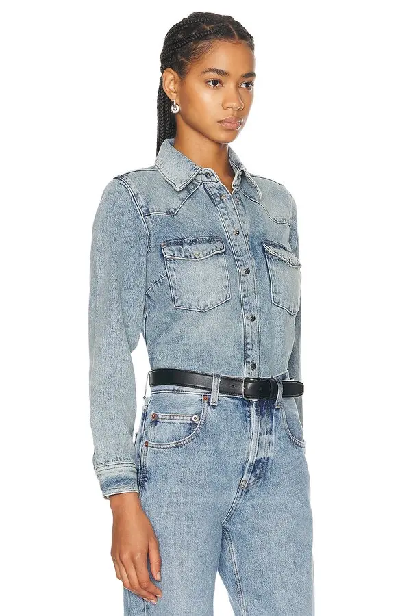 FRAME Fitted Heritage Shirt In Denim-light