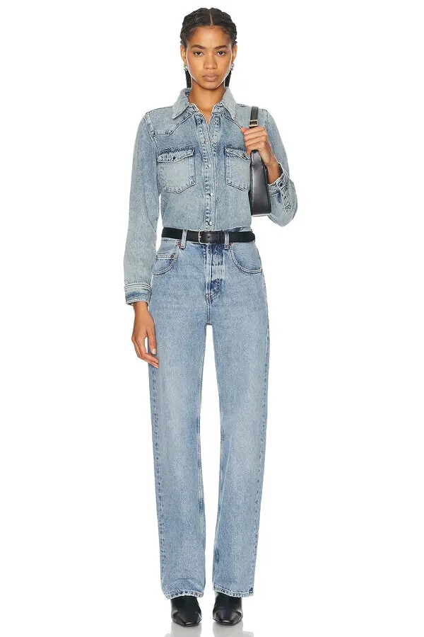 FRAME Fitted Heritage Shirt In Denim-light