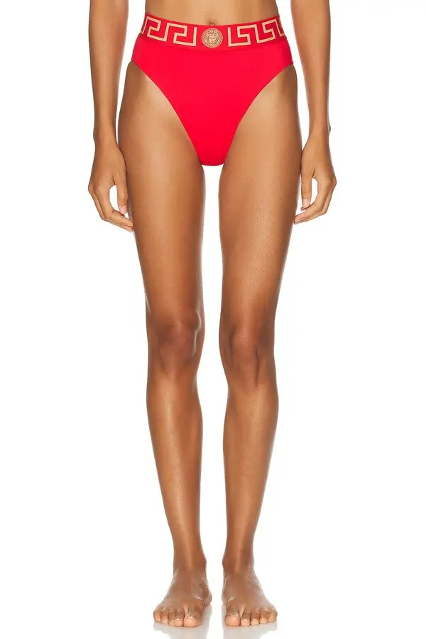 Versace High-waisted Bikini Bottom - Rosso