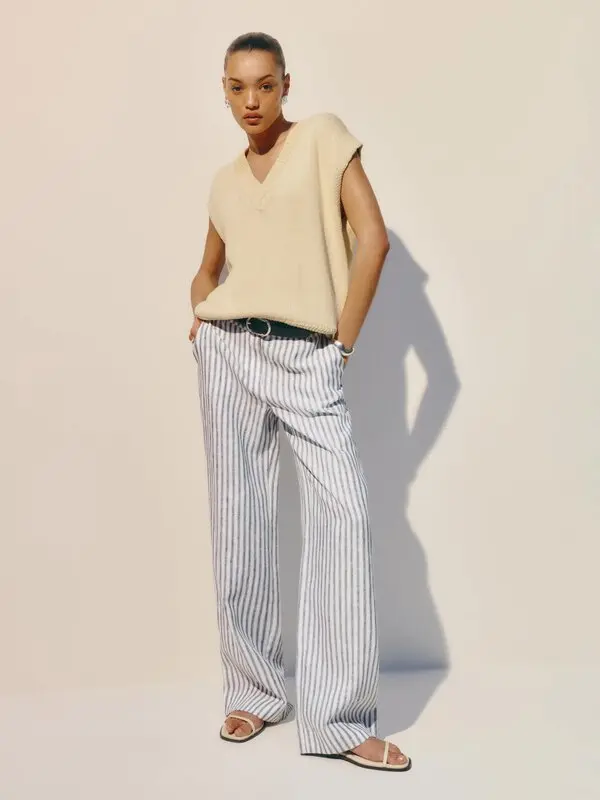 REFORMATION Petites Carter Linen Mid Rise Pant
