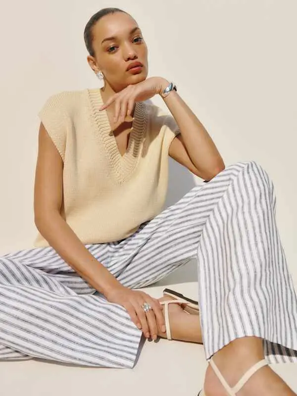 REFORMATION Petites Carter Linen Mid Rise Pant