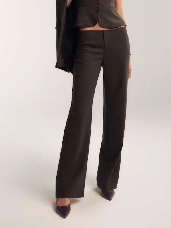 REFORMATION Vida Low Rise Pant - Brown