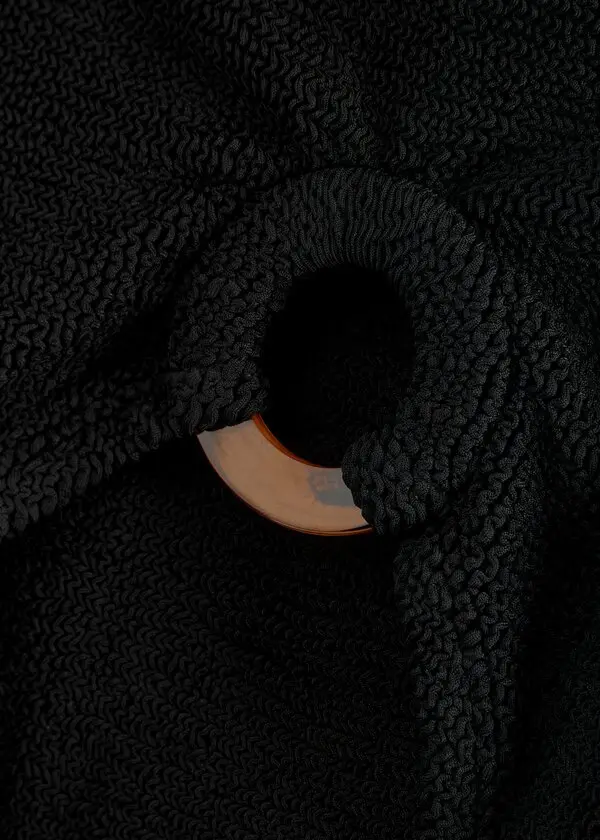 Hunza G Celine Cut-out Seersucker Swimsuit - Black