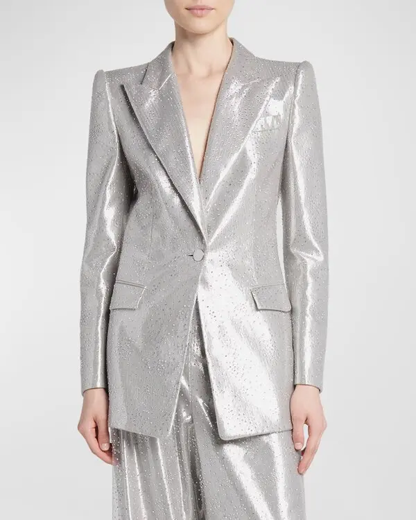 Giorgio Armani Crystal Embellished Blazer - Silver