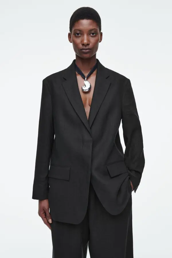 Cos Single-breasted Linen Blend Blazer