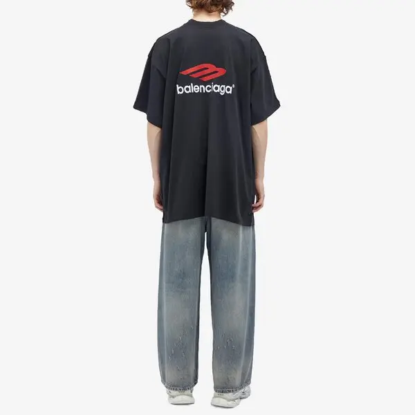 Balenciaga Double Front T-Shirt In Wash Black/Fade Blck - 50% Off  